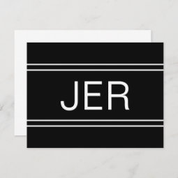 Classic Black Personalized Monogram Name Initial Note Card | Zazzle