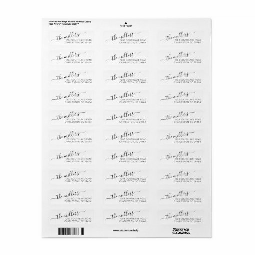 Classic Black Script Return Address Label | Zazzle