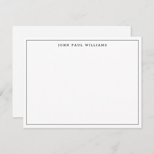Classic Black Simple Professional Thin Border Note Card | Zazzle