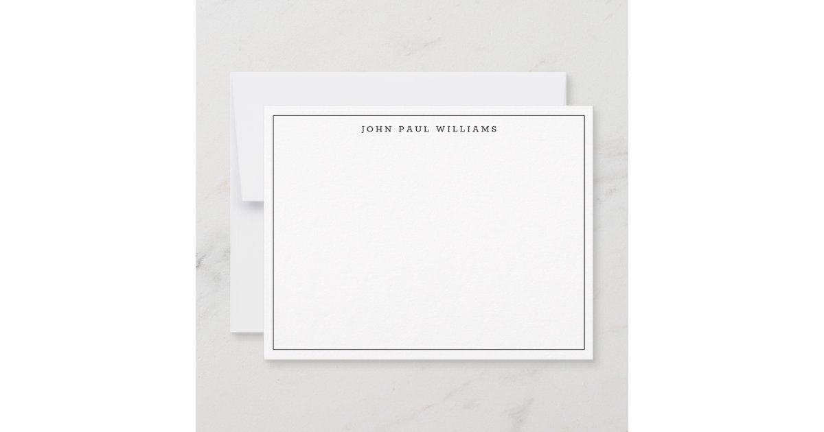 Classic Black Simple Professional Thin Border Note Card | Zazzle