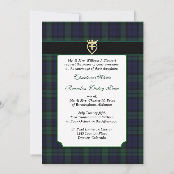 Classic Black Watch Tartan Wedding Invitation | Zazzle