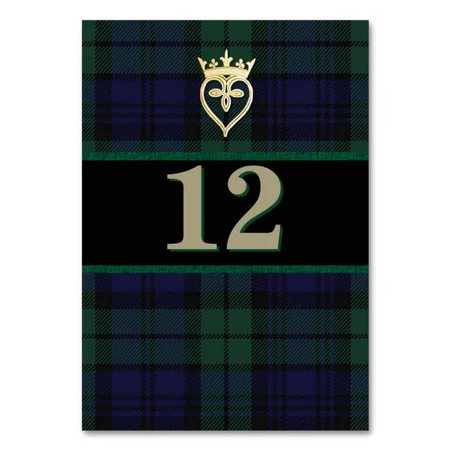 Classic Black Watch Wedding Table Number Card | Zazzle