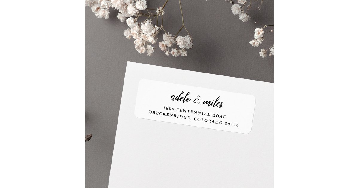 Classic Black & White Calligraphy Return Address Label | Zazzle