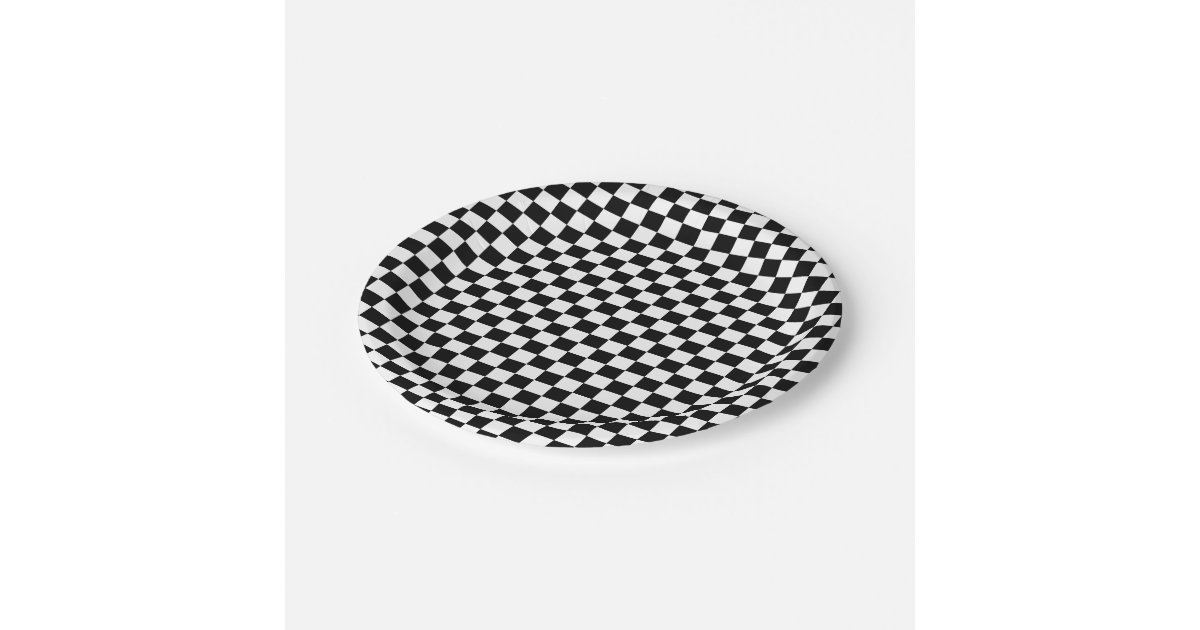 Classic Black & White Checker Paper Plates | Zazzle