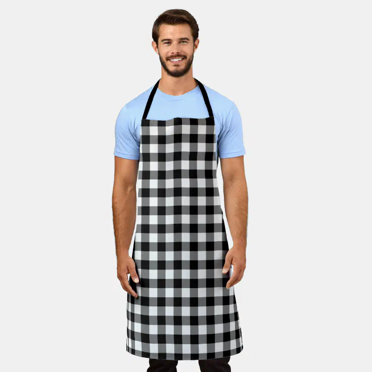 Classic Black White Gingham Check Pattern Apron | Zazzle