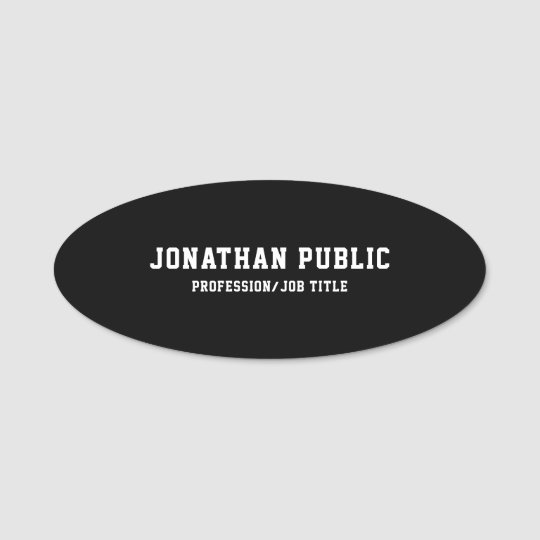 Classic Black White Modern Simple Template Oval Name Tag | Zazzle.com
