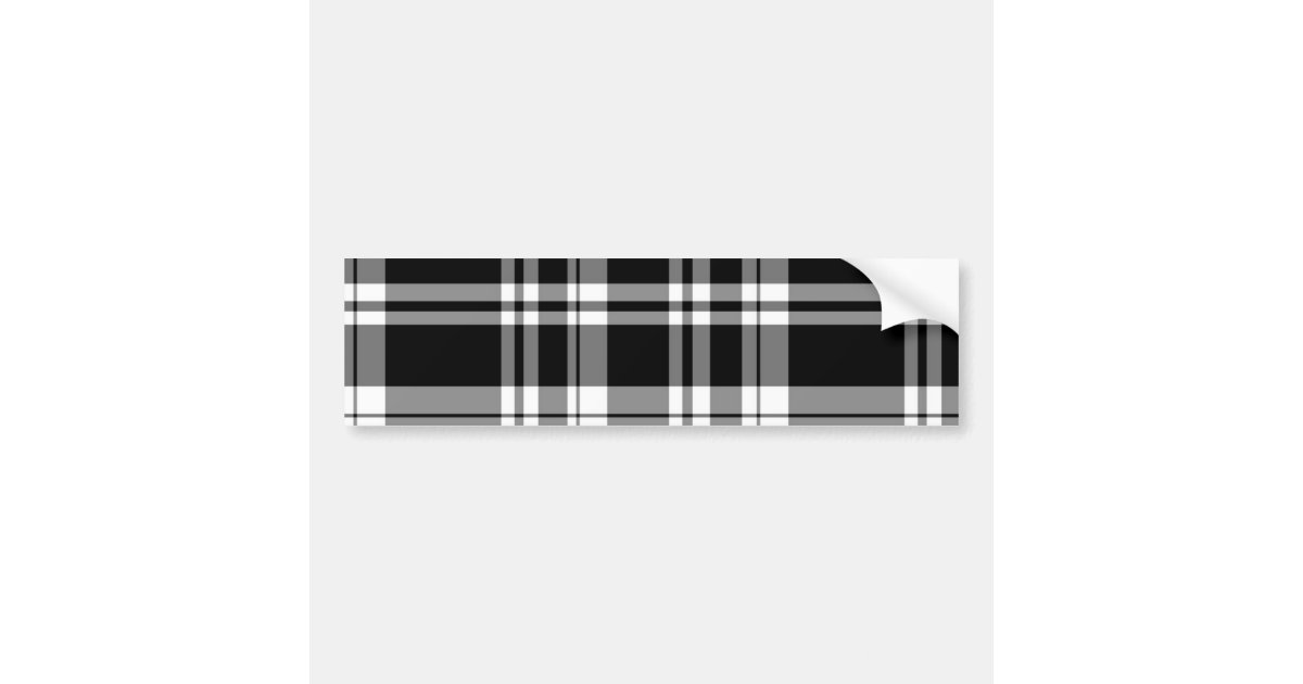 Classic black white plaid pattern bumper sticker | Zazzle