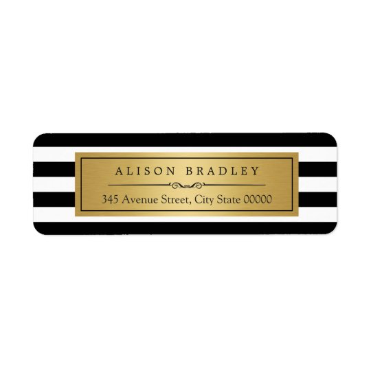 Classic Black White Stripes Gold Label | Zazzle.com