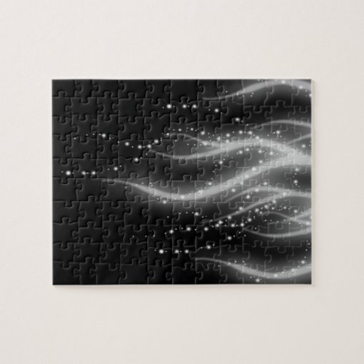 Classic Black White Wavy Sparkly Lines Jigsaw Puzzle | Zazzle