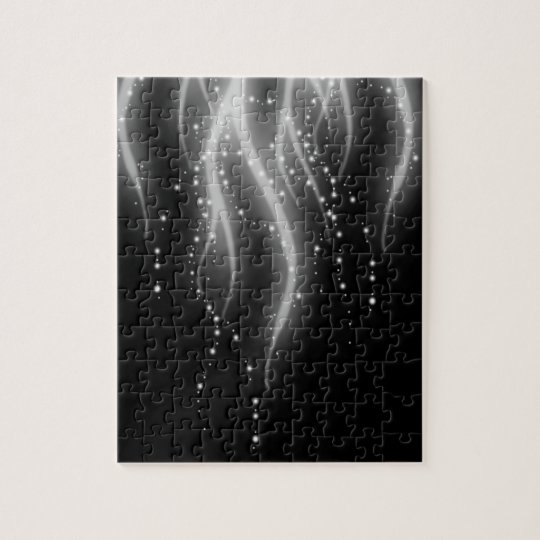 Classic Black White Wavy Sparkly Lines Jigsaw Puzzle | Zazzle.com