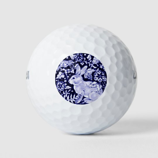 Classic Blue and White Bunny Rabbit Birds Floral Golf Balls | Zazzle.com