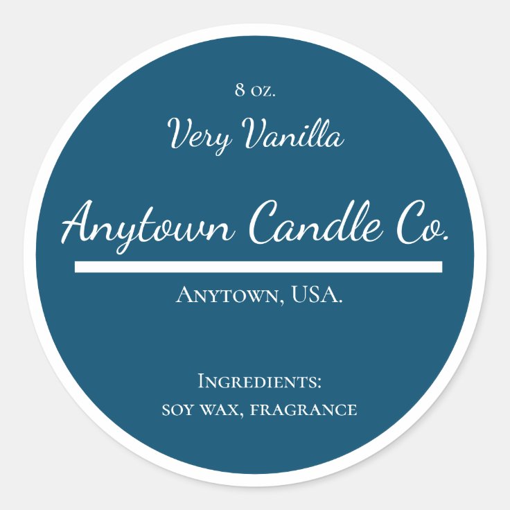 Classic Blue and White Candle Jar Label | Zazzle