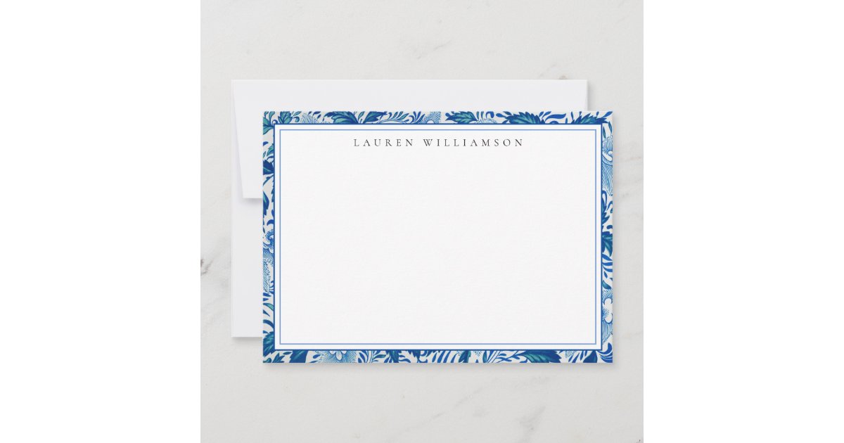 Classic Blue and White Chinoiserie Note Card | Zazzle