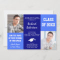 Classic Blue and White Graduation Photo Template | Zazzle
