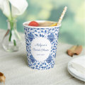 Classic Blue And White Watercolor Bridal Shower Paper Cups | Zazzle