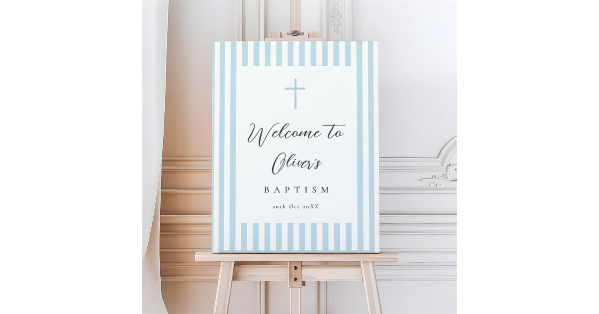 Classic Blue Baptism Welcome Sign | Zazzle