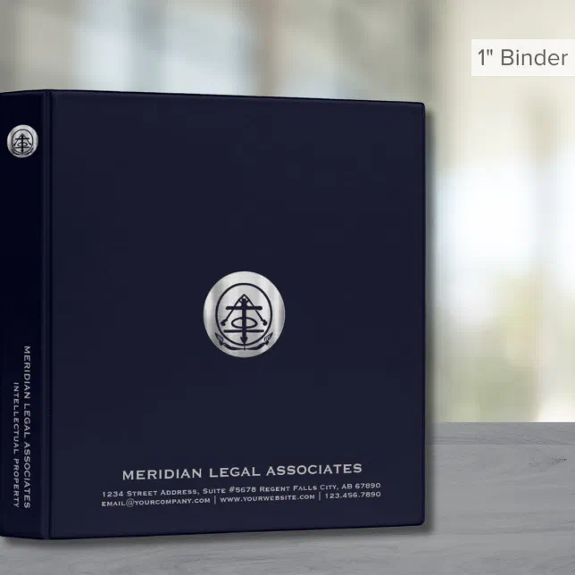 Classic Blue Brushed Silver Logo Binder | Zazzle