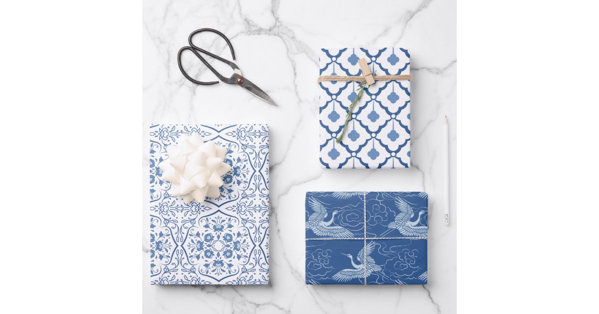 Classic Blue Chinese Ceramic Patterns Wrapping Paper Sheets | Zazzle