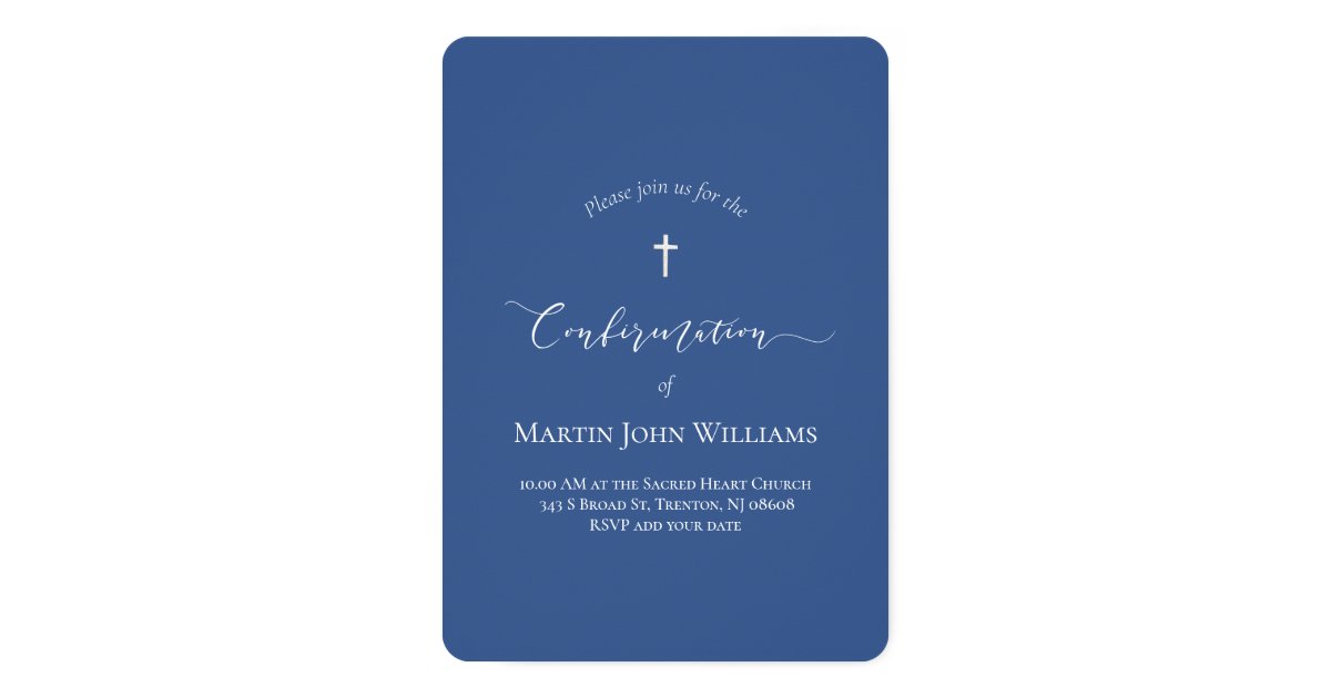 classic blue confirmation boy invitation | Zazzle.com