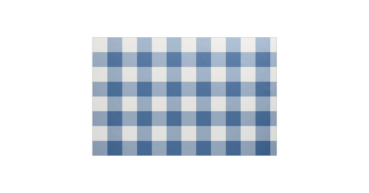 Classic Blue Gingham Pattern Fabric | Zazzle