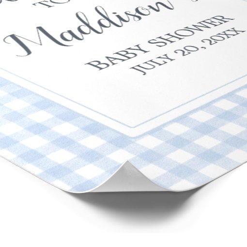 Classic Blue Gingham Welcome Poster | Zazzle