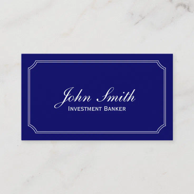 Classic Blue Investment Banker Business Card | Zazzle