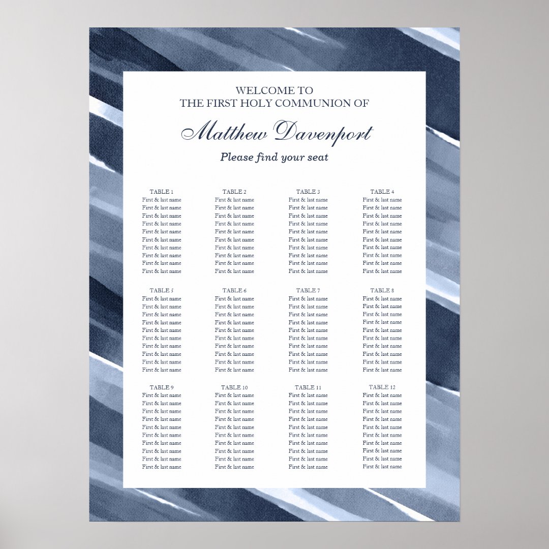 Classic Blue modern Seating Chart | Zazzle