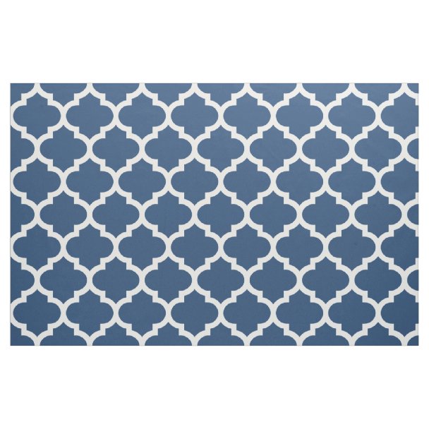 Classic Blue Moroccan Trellis Pattern Fabric | Zazzle