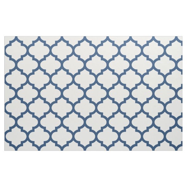 Classic Blue Moroccan Trellis Pattern Fabric | Zazzle.com