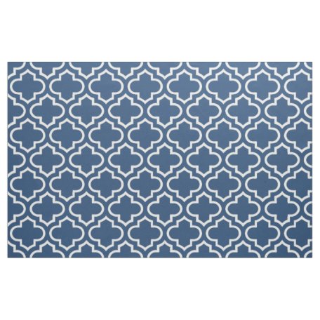 Classic Blue Moroccan Trellis Pattern Fabric | Zazzle