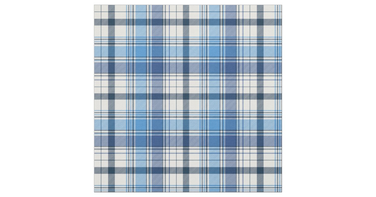 Classic Blue Plaid Fabric | Zazzle