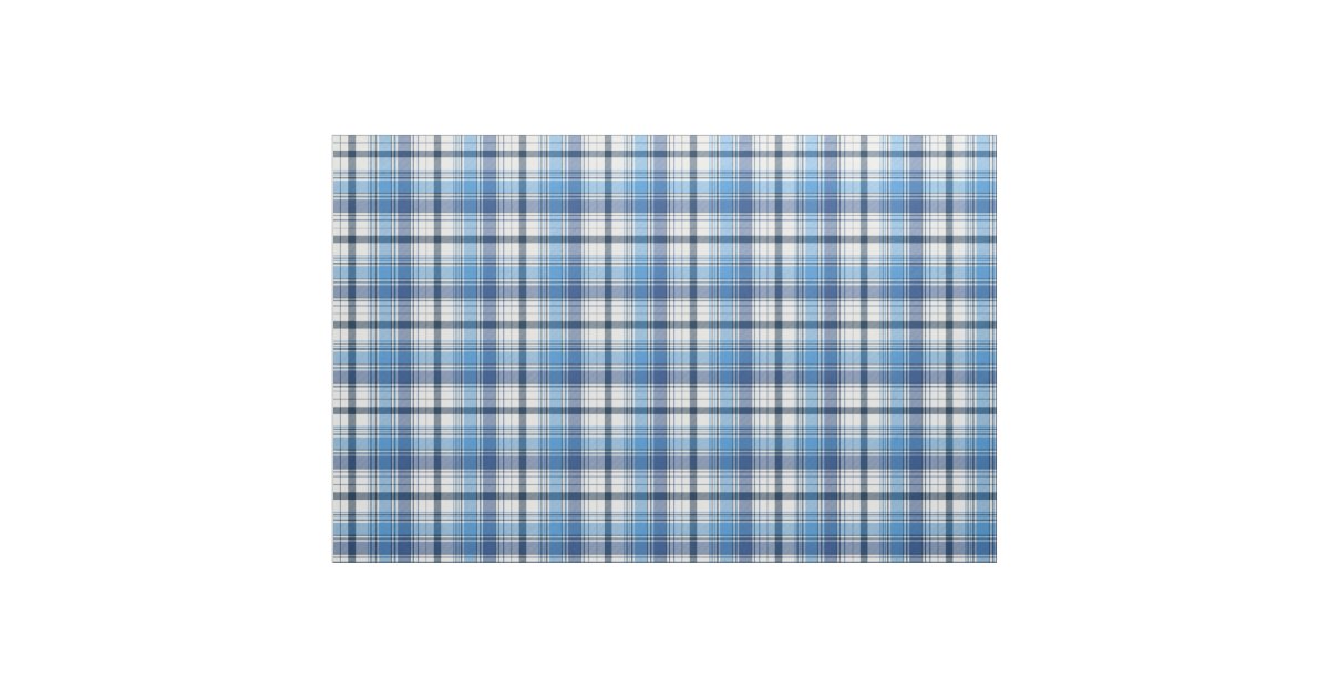 Classic Blue Plaid Fabric | Zazzle