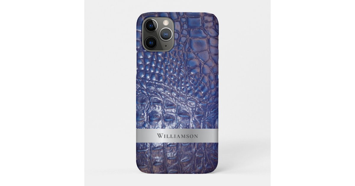 Classic Blue Reptile Digital Leather Silver Metal Case-Mate iPhone Case ...