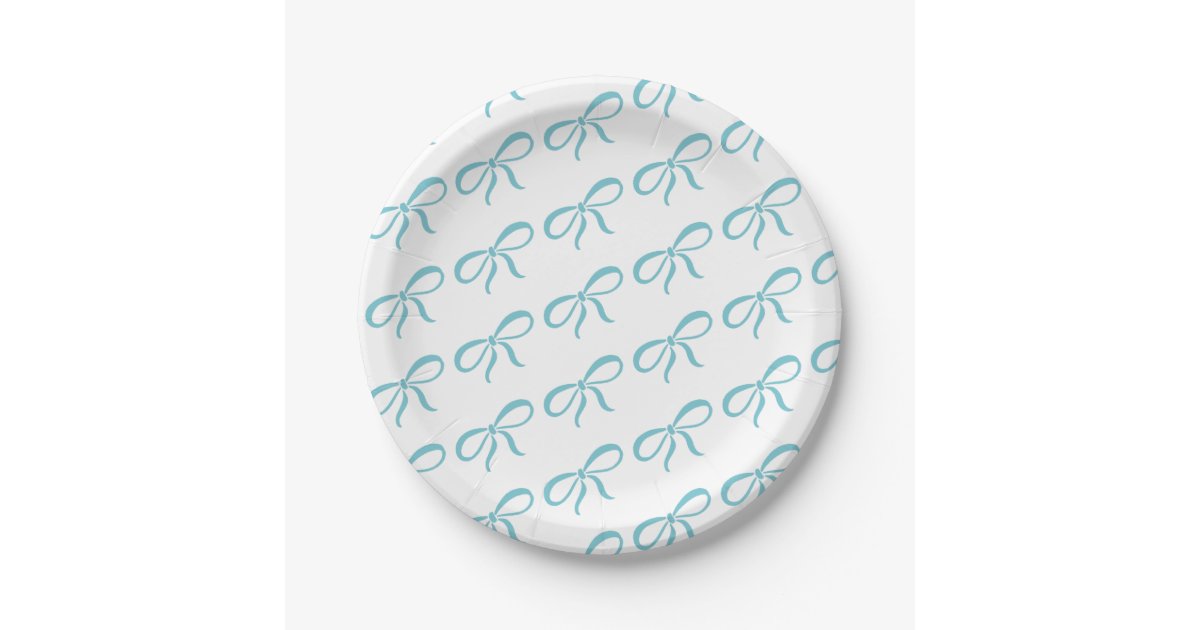 Classic Blue Ribbon Baby Shower Paper Plates | Zazzle