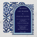 Classic Blue Spanish Tile Wedding Invitation | Zazzle