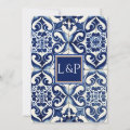 Classic Blue Spanish Tile Wedding Invitation | Zazzle