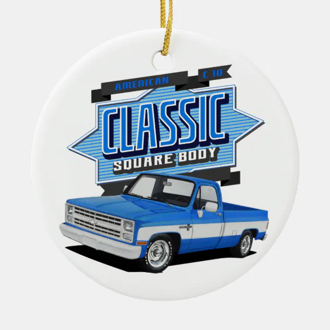 Classic Blue Square Body Ceramic Ornament | Zazzle
