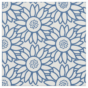 blue sunflower pattern fabric | Zazzle