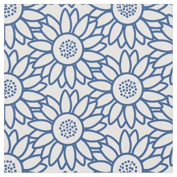 blue sunflower pattern fabric | Zazzle