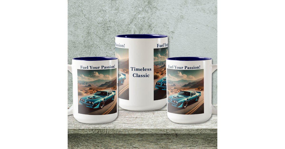 Classic Blue Trans Am Style Car Two-Tone Coffee Mug | Zazzle