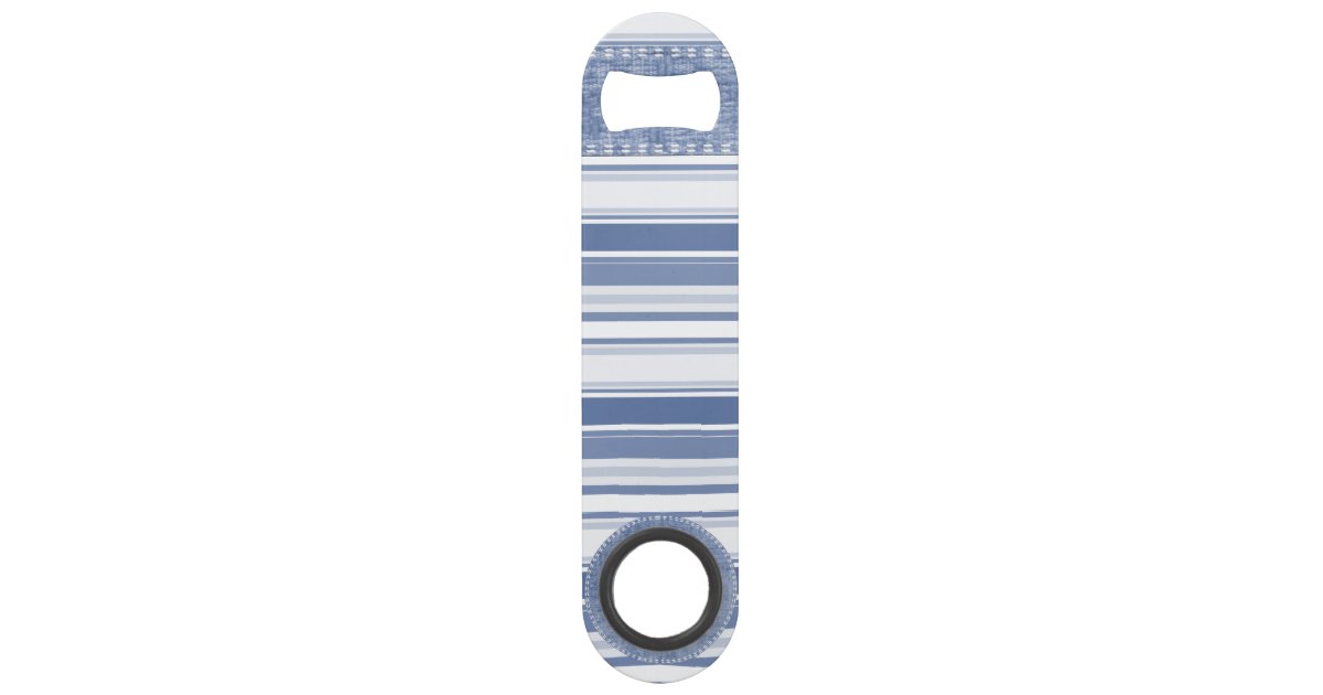 Classic Blue Varied Stripes Geometric Pattern Bar Key | Zazzle