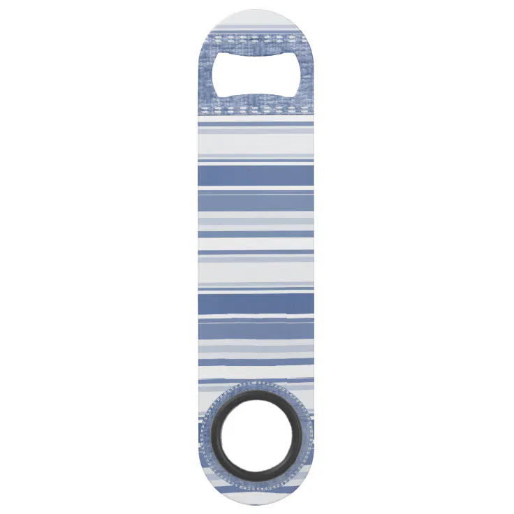 Classic Blue Varied Stripes Geometric Pattern Bar Key | Zazzle