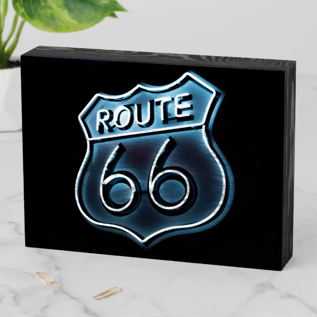 Classic Blue & White Route "66" Wood Box Sign | Zazzle