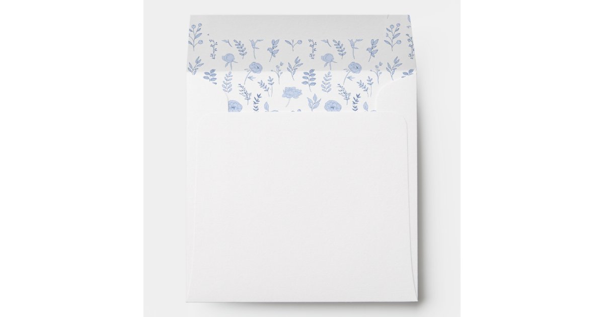 Classic blue wildflower wedding square envelope | Zazzle