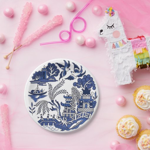 Classic Blue Willow China Design Paper Plates | Zazzle