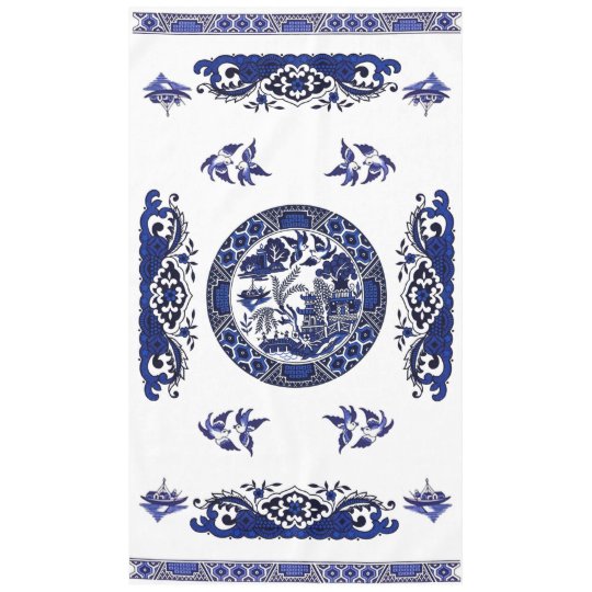 Classic Blue Willow China Design Tablecloth | Zazzle.com