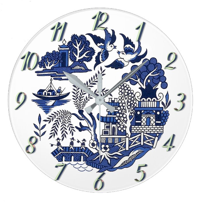 Classic Blue Willow Design Large Clock | Zazzle.com