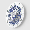 Classic Blue Willow Design Large Clock | Zazzle