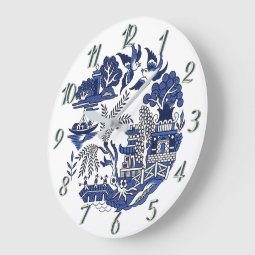 Classic Blue Willow Design Large Clock | Zazzle