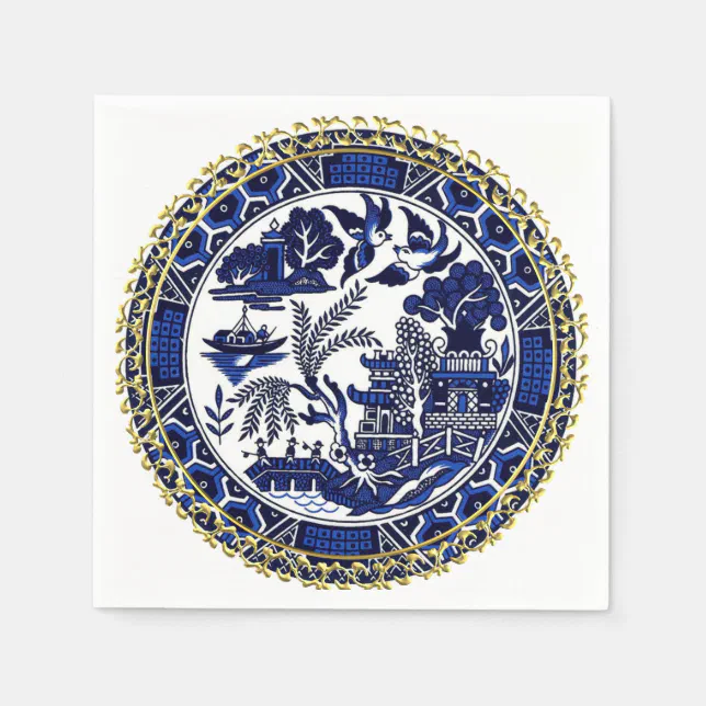 Classic Blue Willow Design Paper Napkins | Zazzle